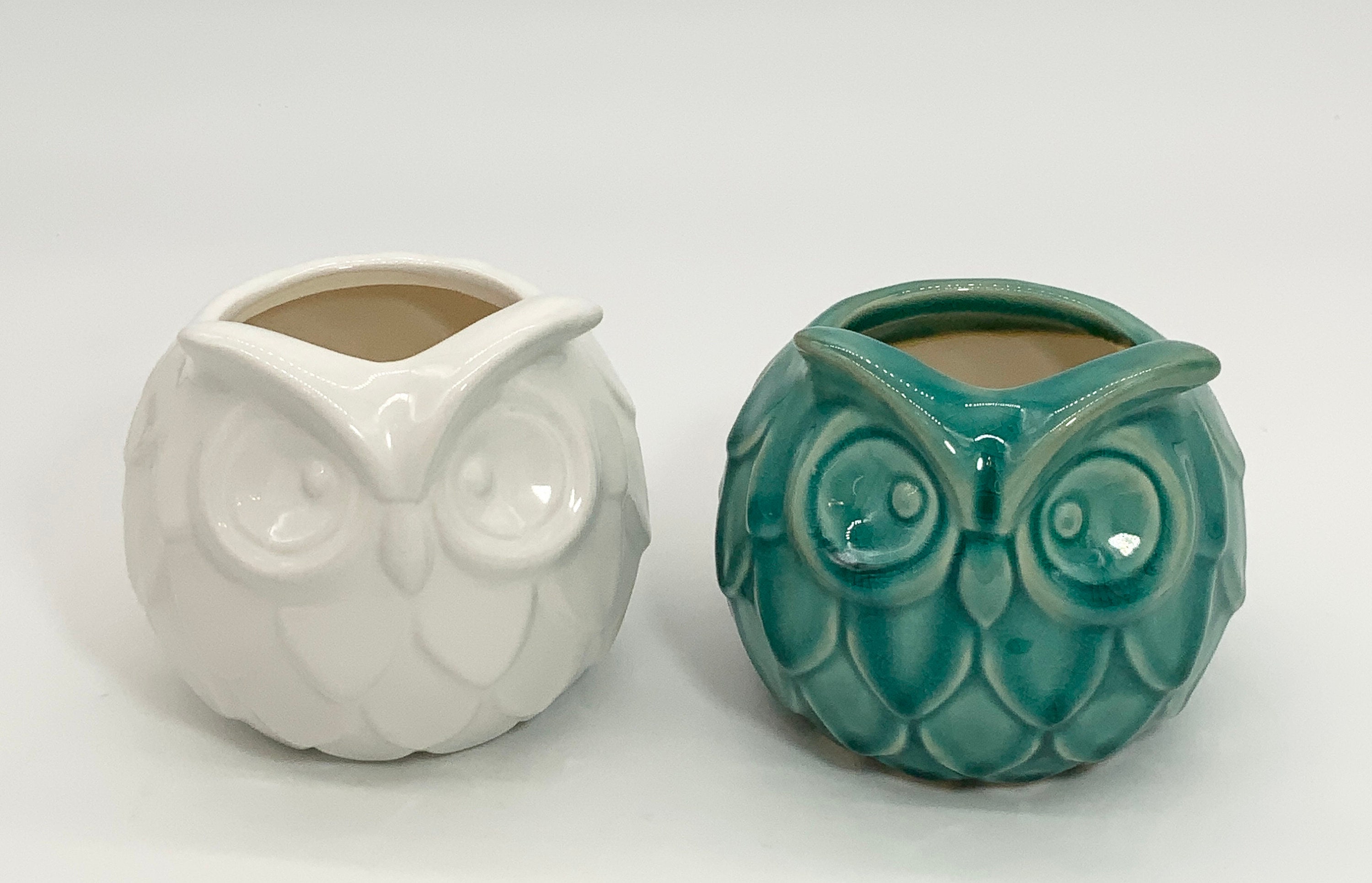 Owl Flower Planter Teal Owl Planter White Owl Flower Planter Home Decor ...