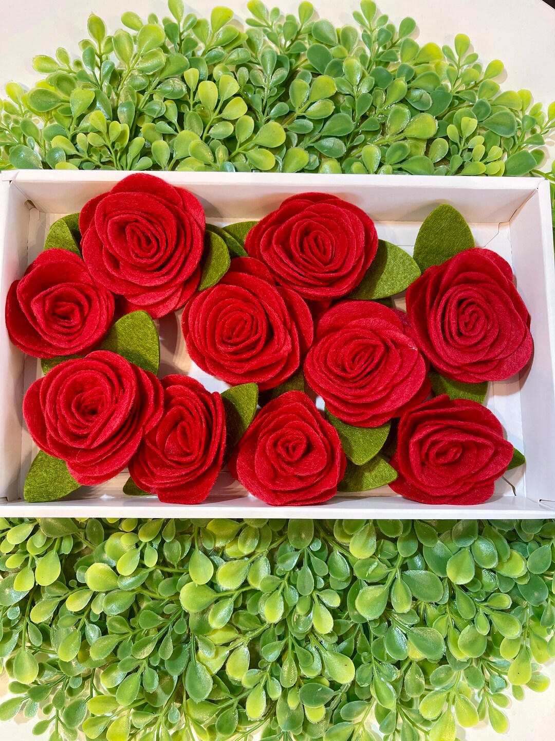 Felt Roses for DIY Crafts: 10 Small Red Roses, Floral Wreath Supplies ...