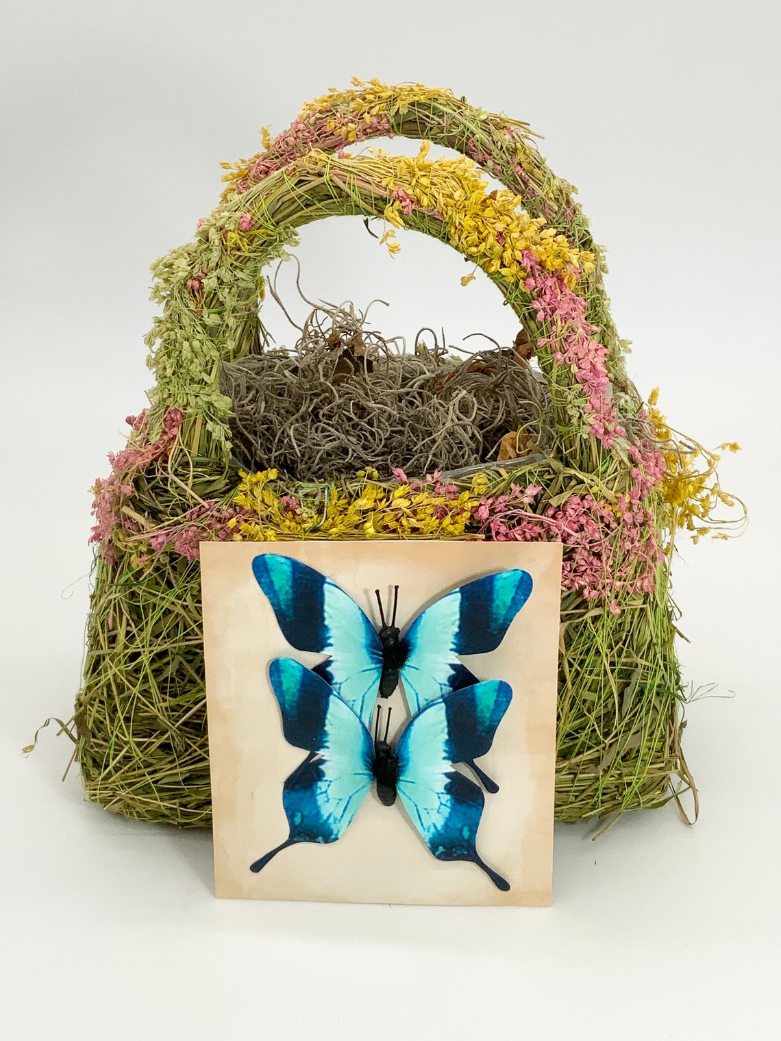Set of 2 Blue Butterflies DIY Floral Butterfly Craft Supply Floral ...
