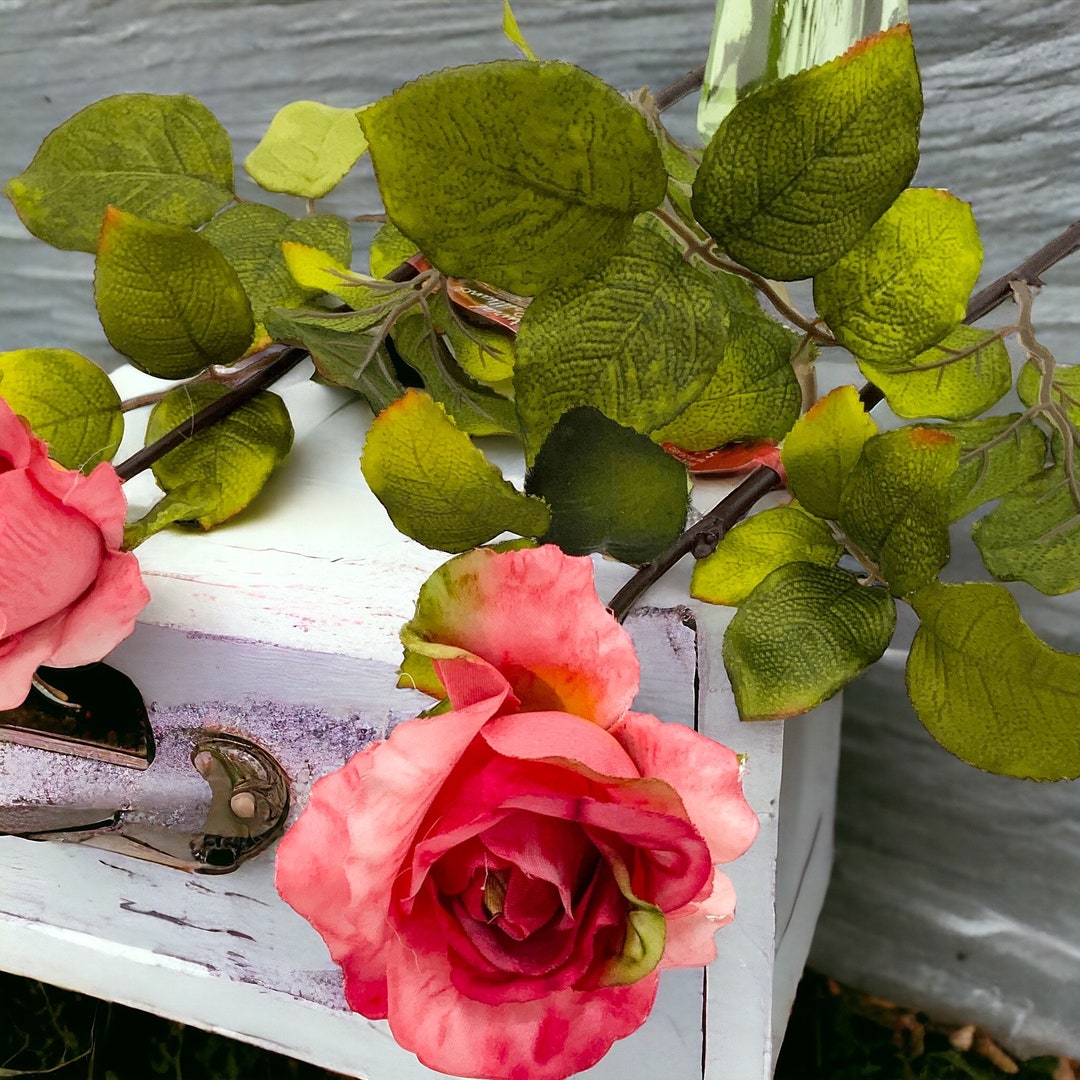 Pink Rose Stem Home Decor Vintage Look Pink Roses Table Centerpiece ...