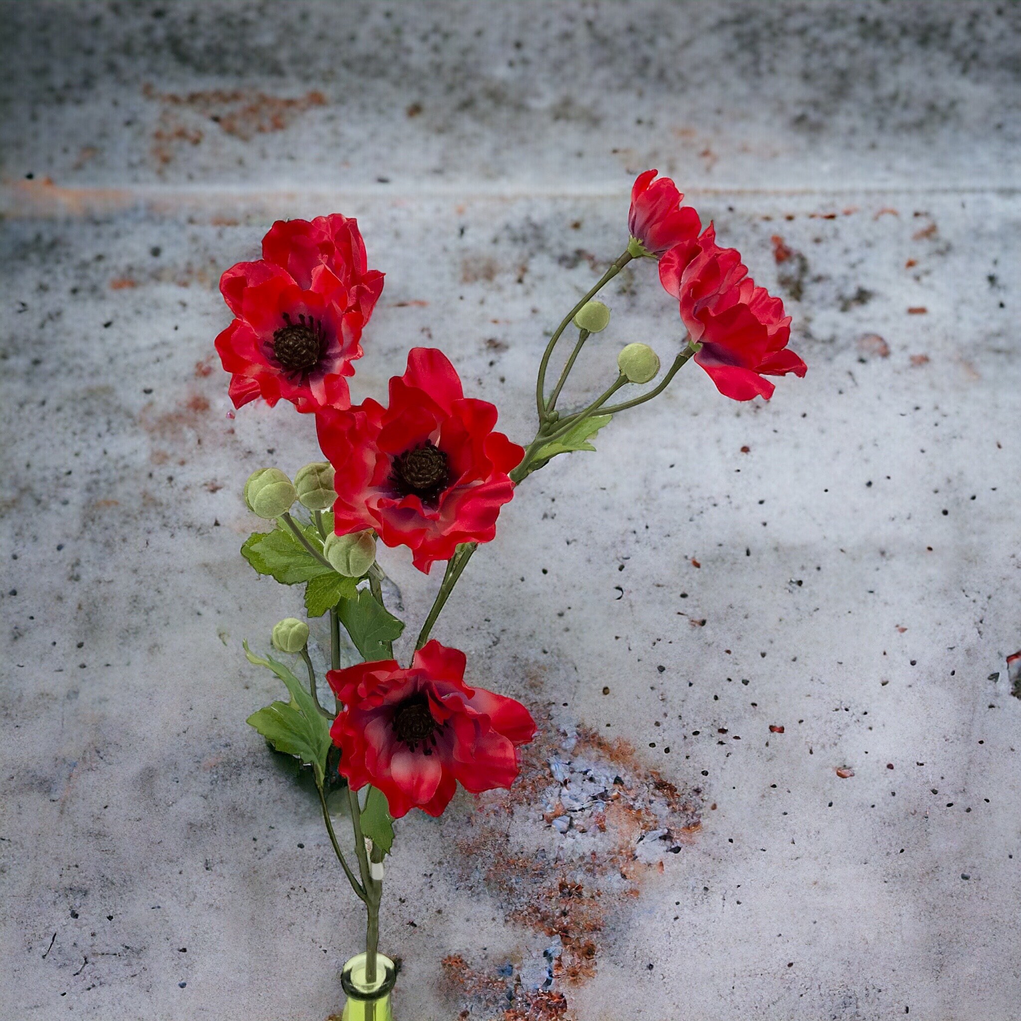 Red Anemones Flowers Real Touch Flowers 6 Head Stem DIY Wedding Bridal ...