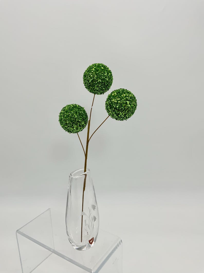 Green Glitter Ball Pick, Holiday Floral Arrangement Decor (12 7/8" Tall ...