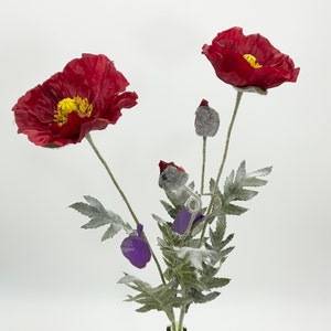 Silk Red Poppy Stem: DIY Floral Decor, 29" Artificial Flower - Etsy