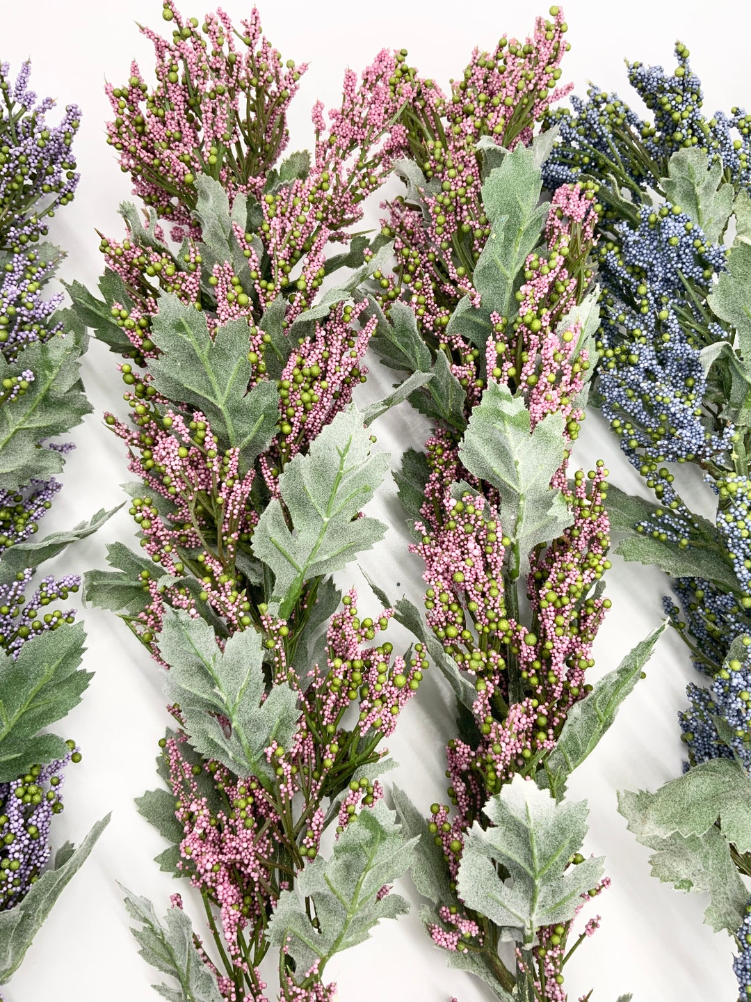 Vase Filler Artificial Heather Floral Decor Pink Heather Long Stem Blue ...