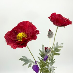 Silk Red Poppy Stem: DIY Floral Decor, 29" Artificial Flower - Etsy