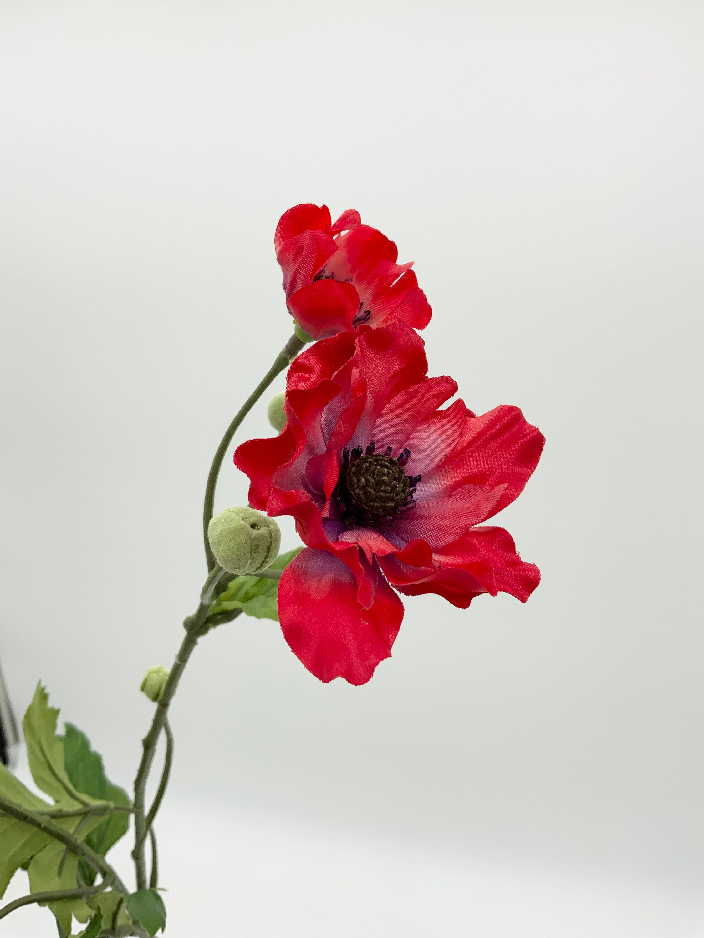 Red Anemones Flowers Real Touch Flowers 6 Head Stem DIY Wedding Bridal ...