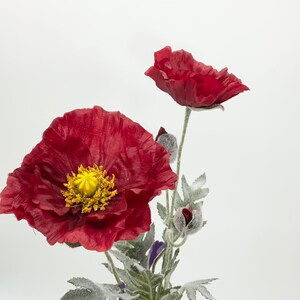 Artificial Poppy Flower Bloom and Bud Silk Red Poppy DIY Decor Floral ...
