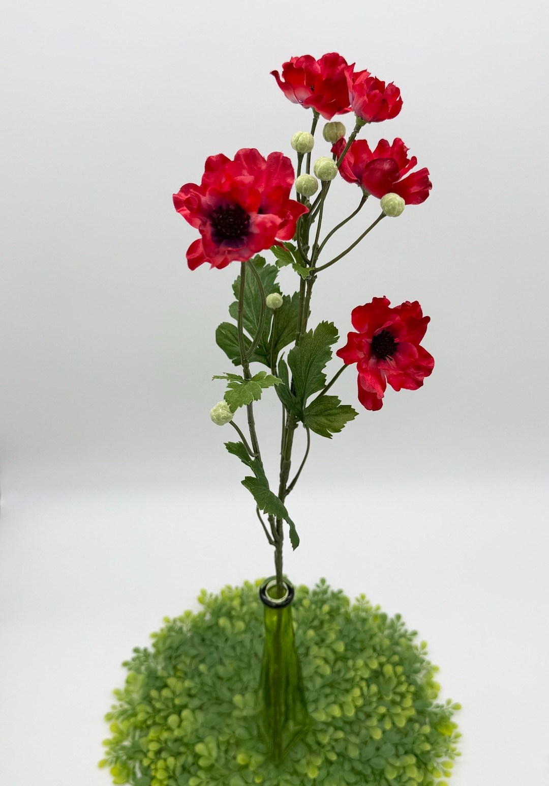 Red Anemones Flowers Real Touch Flowers 6 Head Stem DIY Wedding Bridal ...