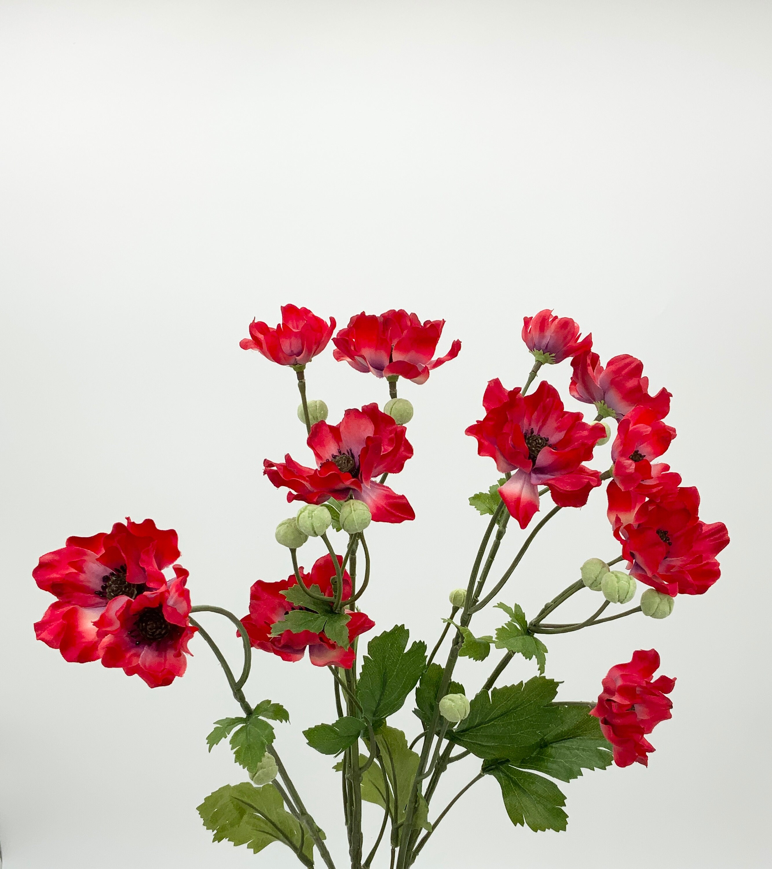 Red Anemones Flowers Real Touch Flowers 6 Head Stem DIY Wedding Bridal ...