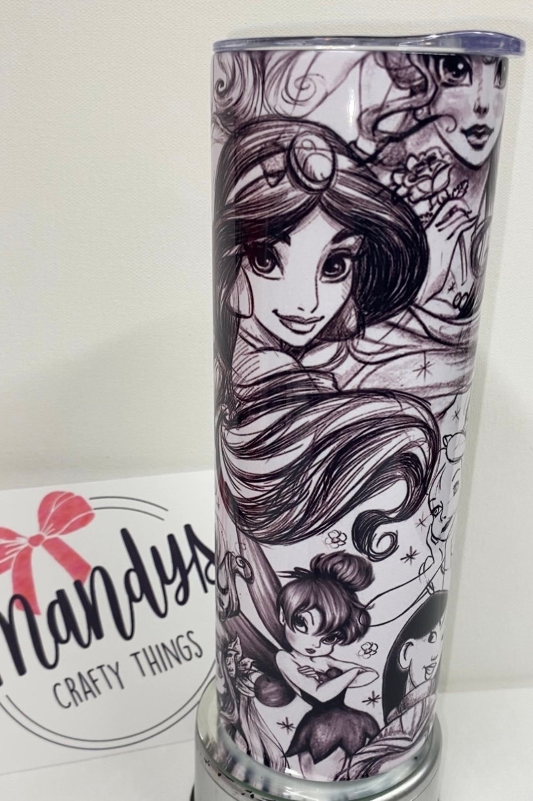 Charcoal Disney Princesses Black and White Sublimation Tumbler - Etsy