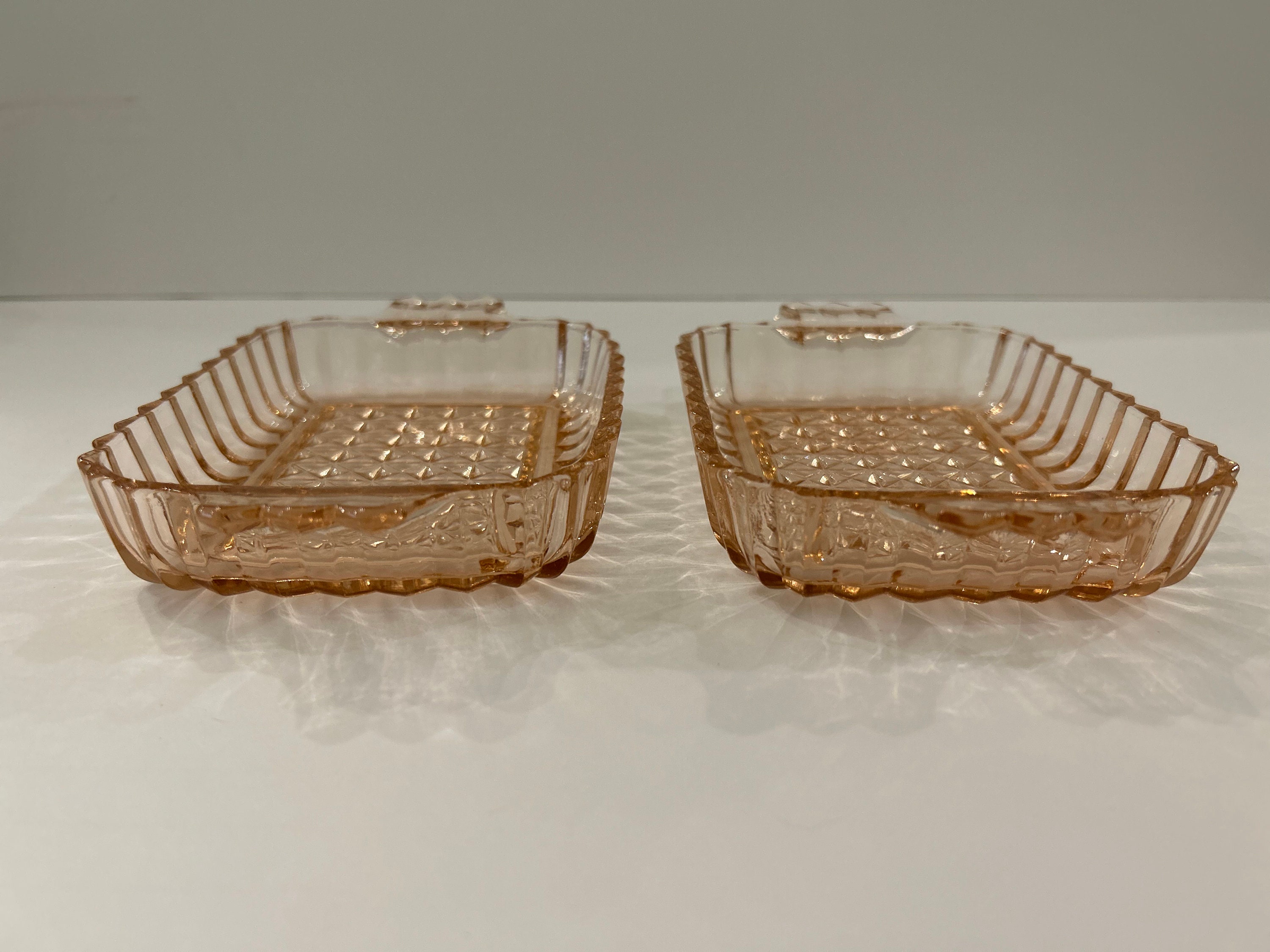 Vintage Jeannette Pink Depression Glass - Rectangular Dishes - Etsy