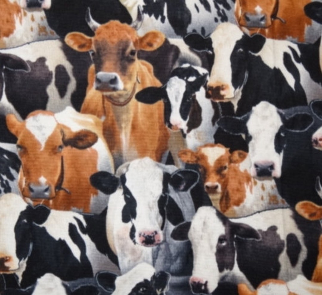 Cotton Fabric Cow, Cows, Calf, Calves, Cattle, Cattle, Cotton, Sewing ...
