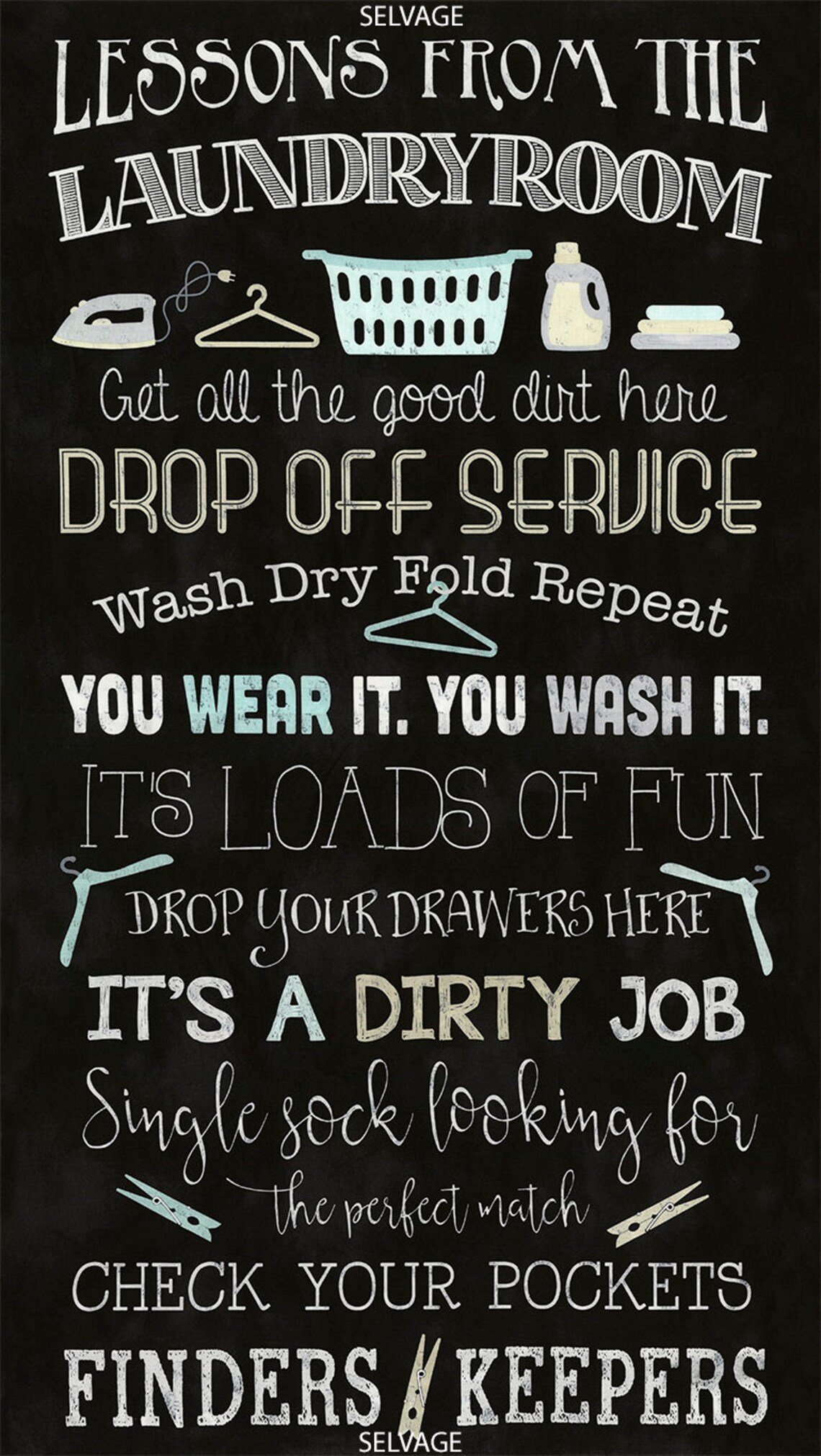 Panel WASH WASHING Rules Laundry Cotton Fabric - Etsy