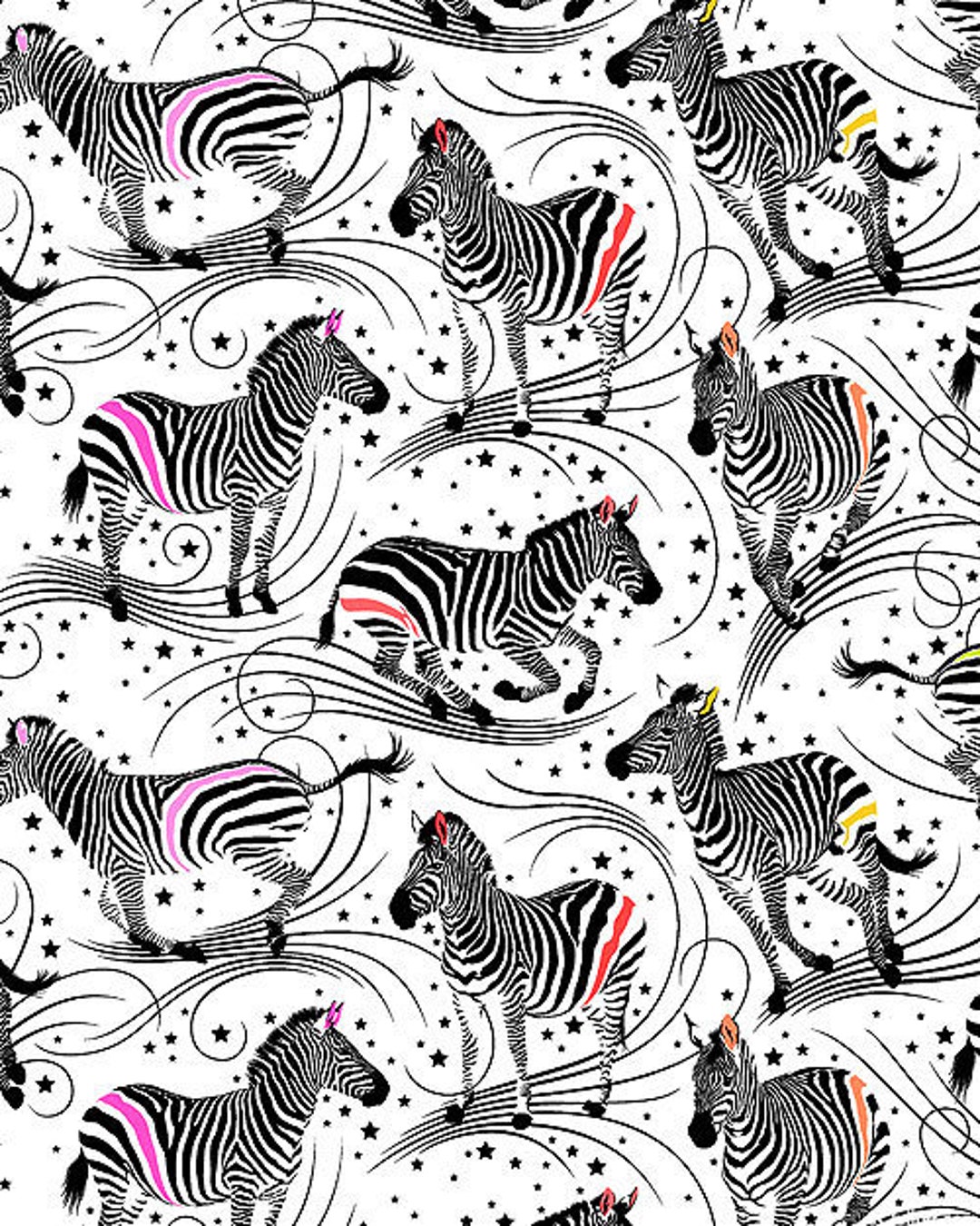Zebra Zebras Stars Zebra Stripes Animal Fabric Tula Pink Free - Etsy