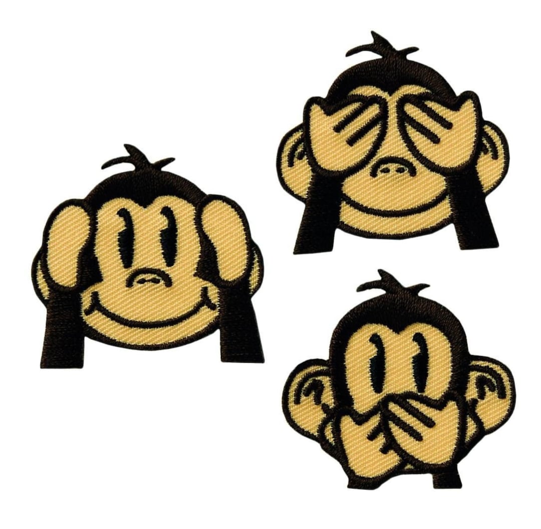 Patches Set 3 Monkeys See Nothing Hear Nothing Say Nothing, Iron-on ...