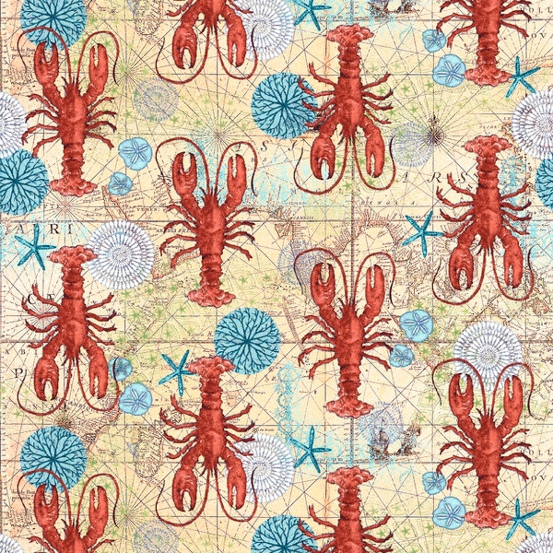 Cotton Lobster Starfish Corals, World Map, World, Ocean, Shells ...