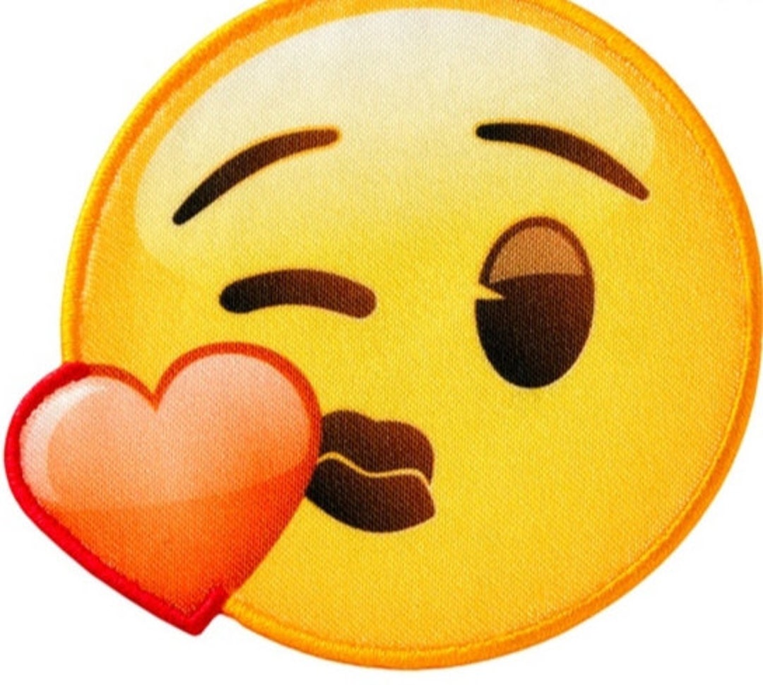 Iron-on Emoji Smiley, Emoji With Kissing Lips, Heart, Patches, Sew ...