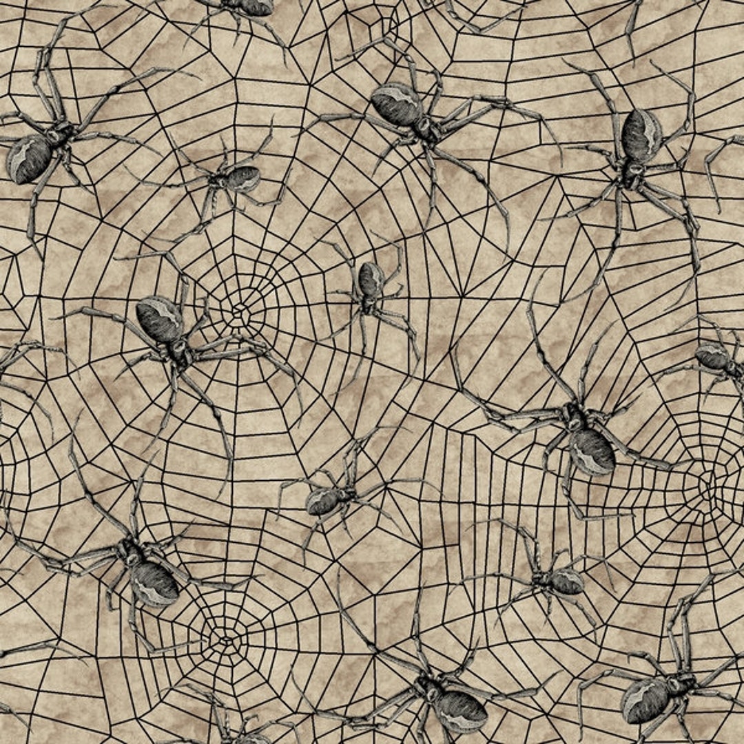 Cotton Fabric Spiders Arachnids, Spider Web, Gothic, Fabric, Cotton ...