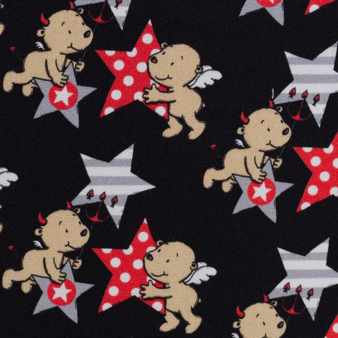 Cotton Angel Little Devil Angel and Devil Stars Heart Dots Love ...
