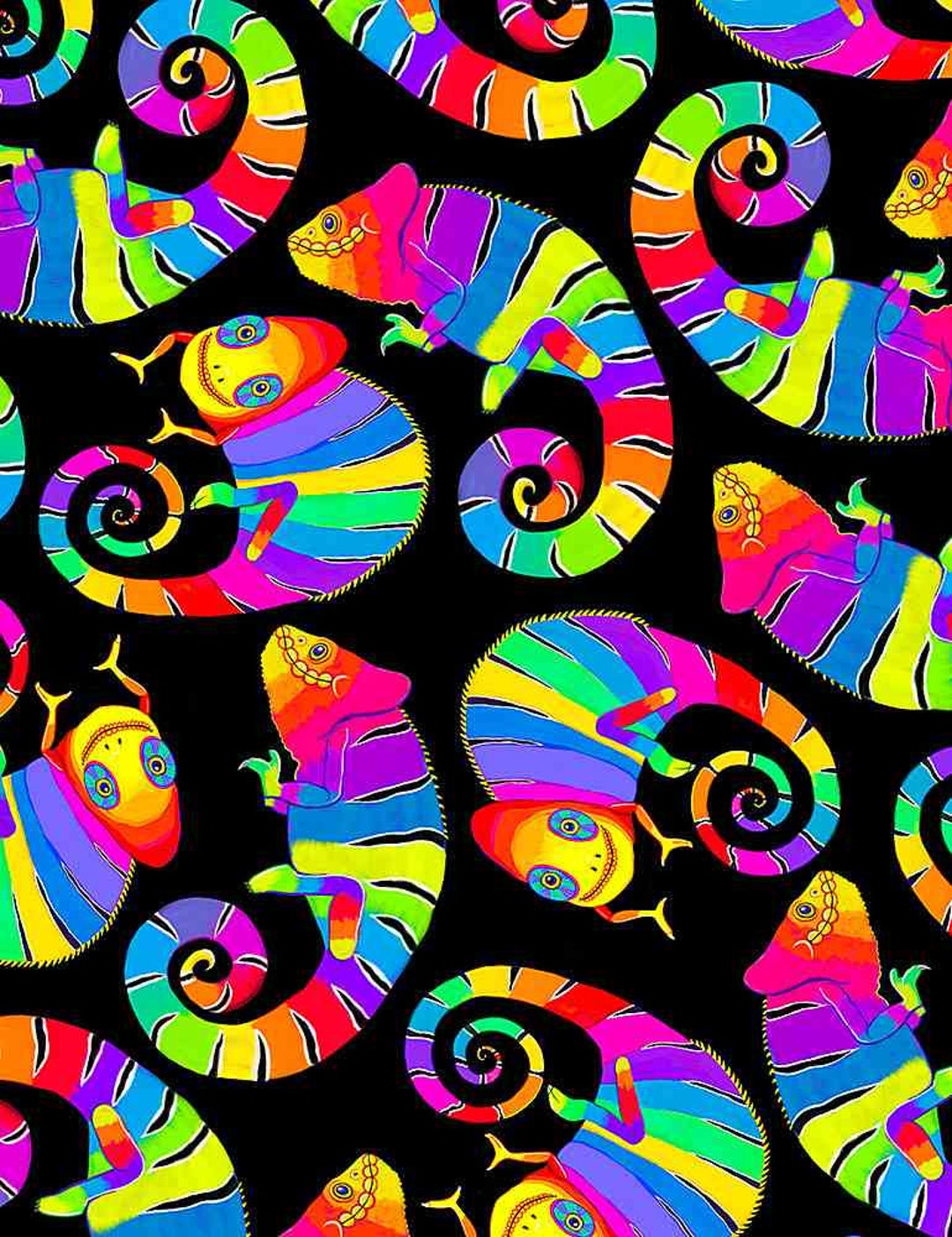 Cotton CHAMELEON, Chameleons, Reptiles, Lizard, Rainbow Colors, Sewing ...