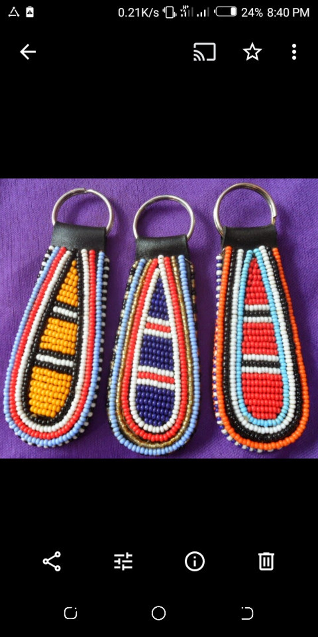 Set of Colorful Maasai Beaded Keyrings, Handmade Kenya Leather Keychain ...