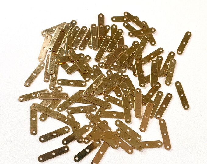 100 Pack 3 Hole Spacer Bars 18K Gold Plated 3/4" Multi Strand Necklace ...