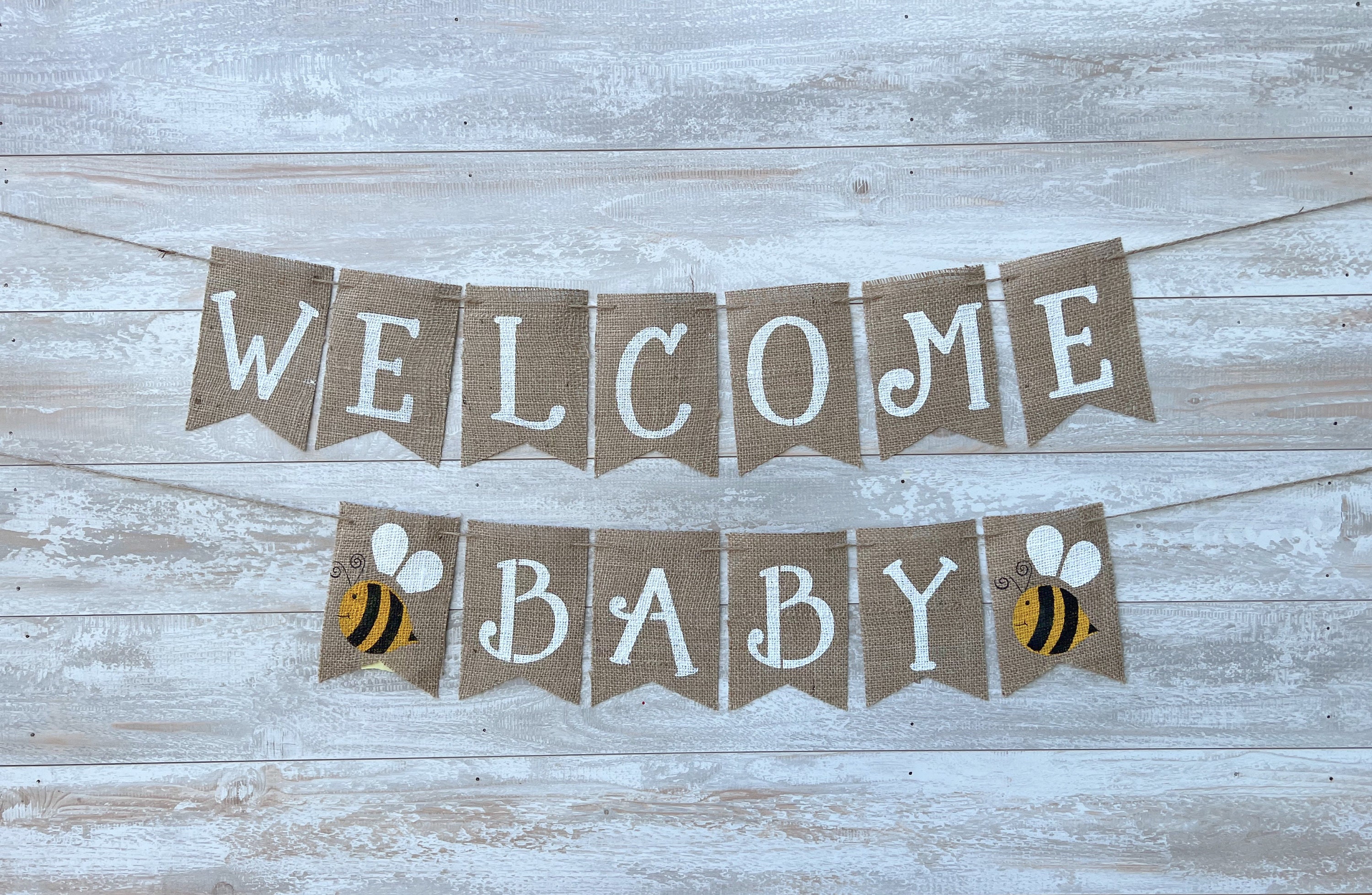 Bumble Bee Baby Shower Banner, Welcome Baby Burlap Garland - Etsy