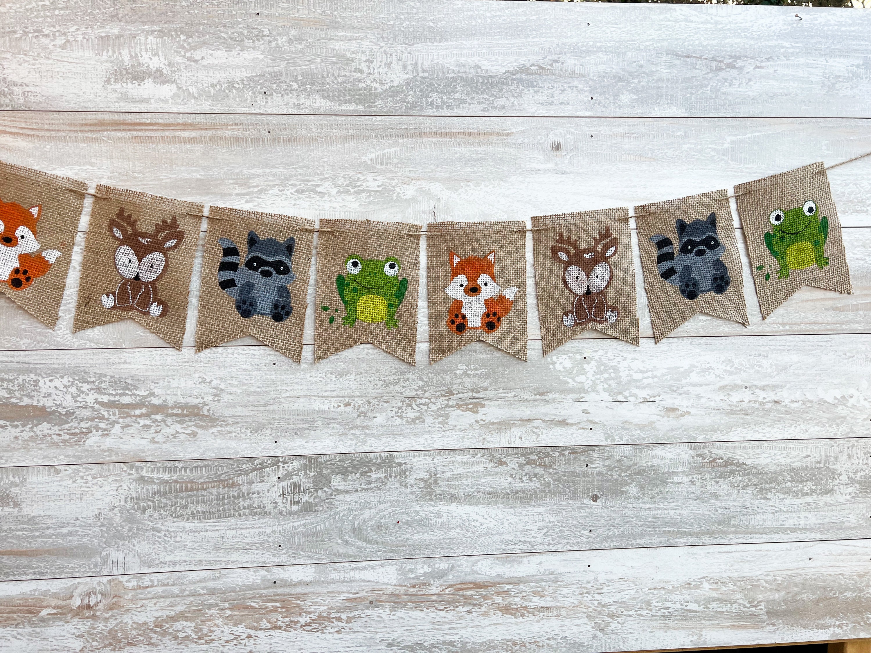 Woodland Animals Banner, Fox Banner, Squirrel Banner, Deer Banner ...
