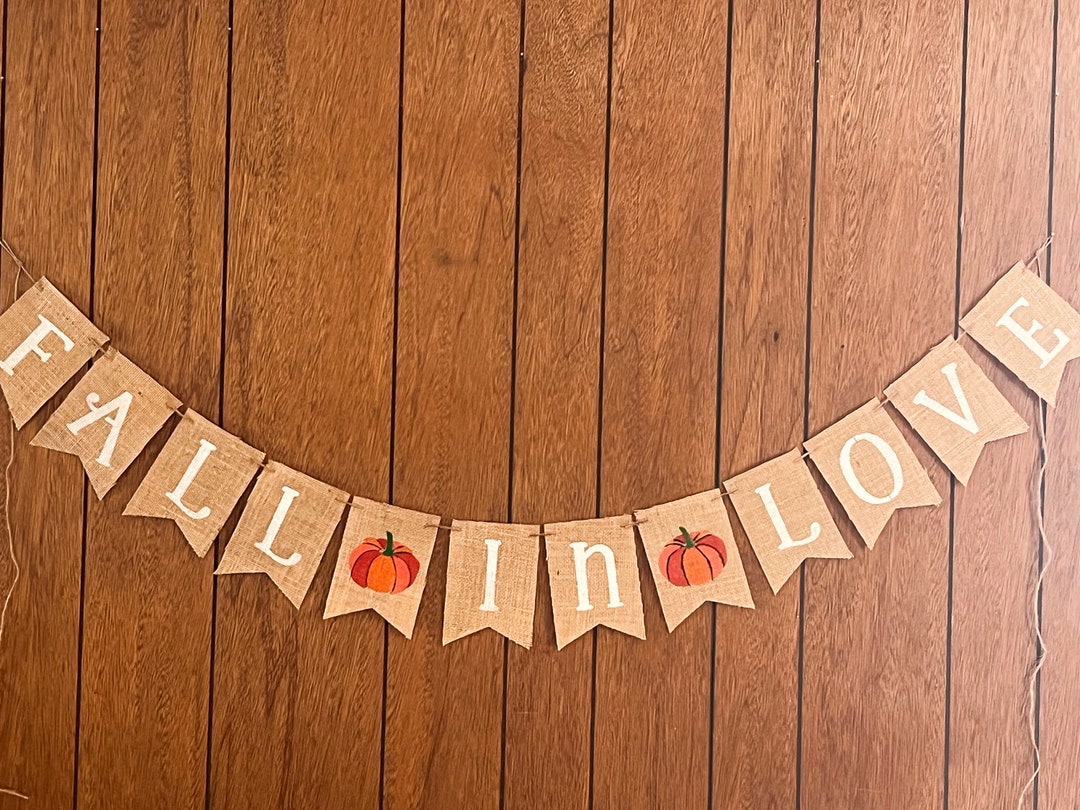 Fall in Love Burlap Banner, Glitter Leaves, Fall Wedding Decor - Etsy