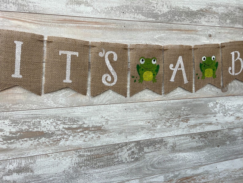 It's A Boy Frog Burlap Banner, Froggy Baby Shower - Etsy