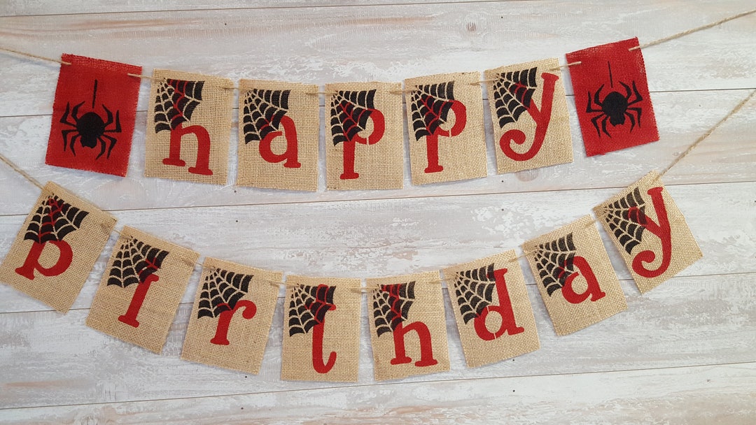 Spider Happy Birthday Banner, Happy Birthday Banner, Spider Banner ...