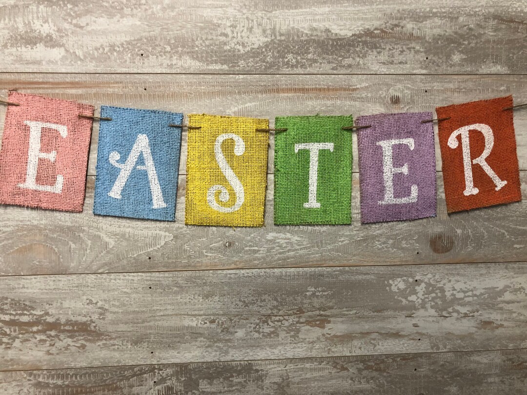 Spring Easter Banner, Easter Burlap Banner, Easter Decor, Easter ...