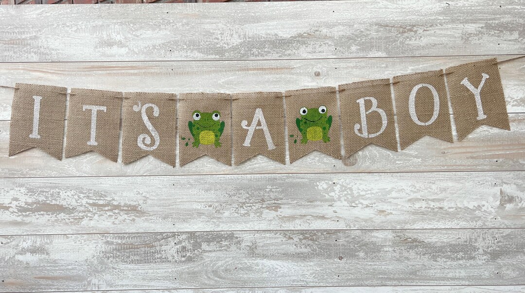It's A Boy Frog Burlap Banner, Froggy Baby Shower - Etsy