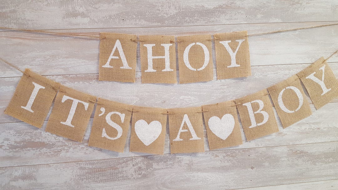 It's A Boy Banner, Heart Banner, Heart Baby Shower Banner, White Heart ...