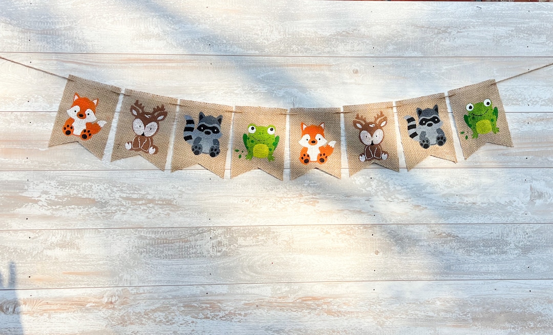 Woodland Animals Banner, Fox Banner, Squirrel Banner, Deer Banner ...