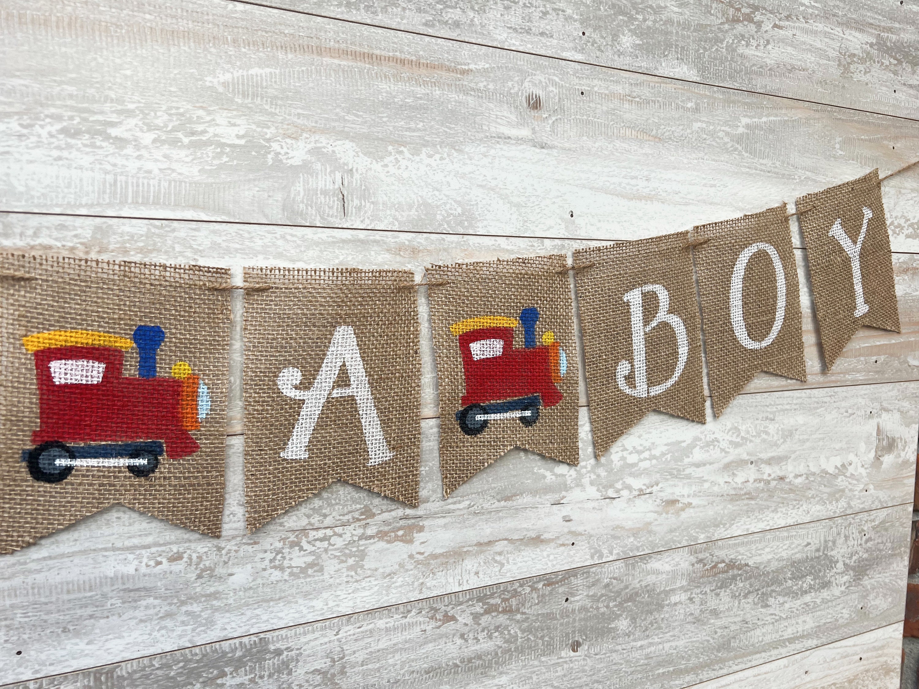 Train Baby Shower Decor, It's A Boy Train Banner, Choo Choo Decoration ...