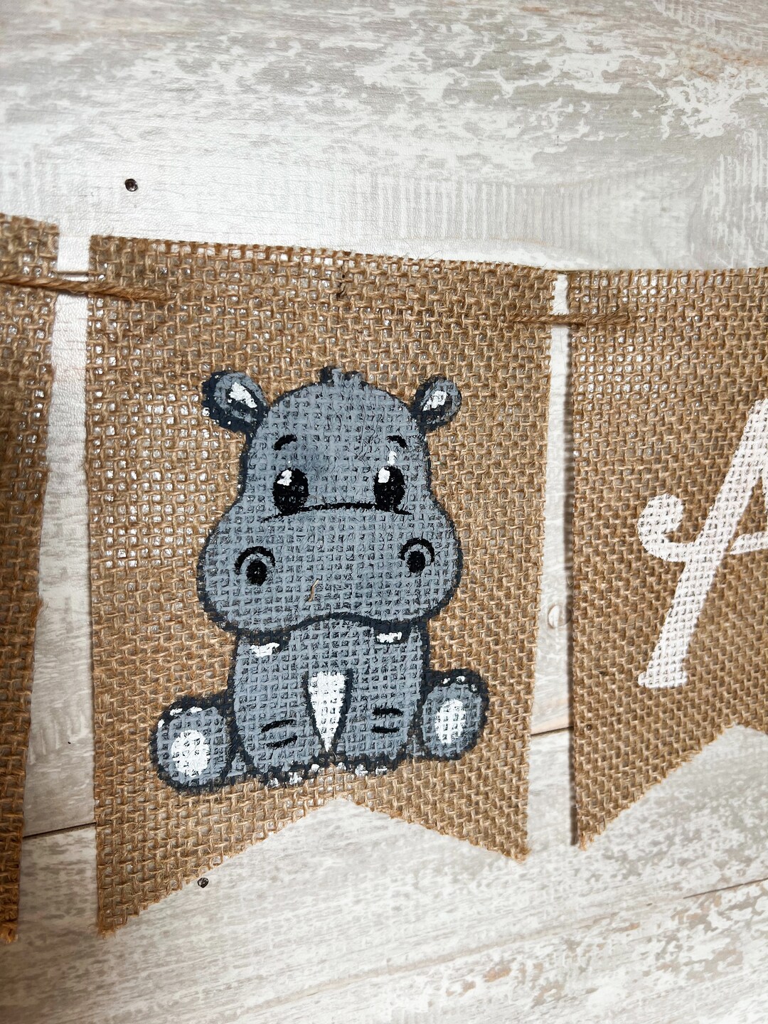Hippo 1st Birthday Burlap Banner, Safari Jungle Party Decor - Etsy