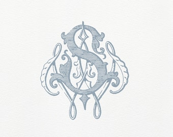 Wedding Monogram SW WS Interlocking Monogram Digital - Etsy