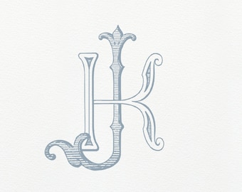 Wedding Monogram JK KJ Duogram Digital - Etsy