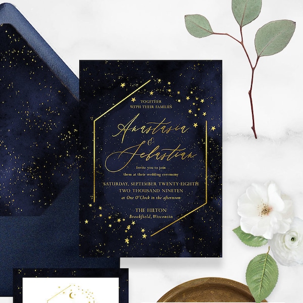 Starry Night Invitation - Etsy