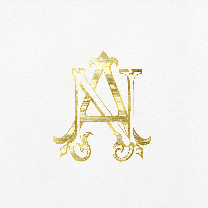 AN Vintage Monogram NA Duogram AN Classic Wedding Monogram - Etsy