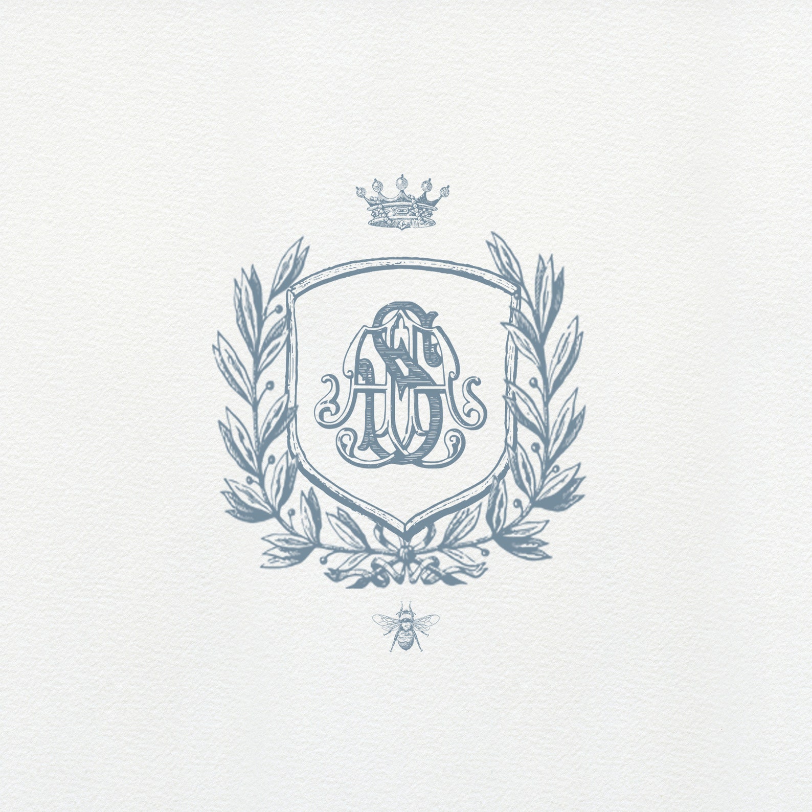 Vintage Monogram Wreath Crest Vintage Wedding Crest With - Etsy