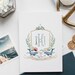 Ocean Wedding Watercolor Crest Monogram Whale Crest Hydrangea Sea ...