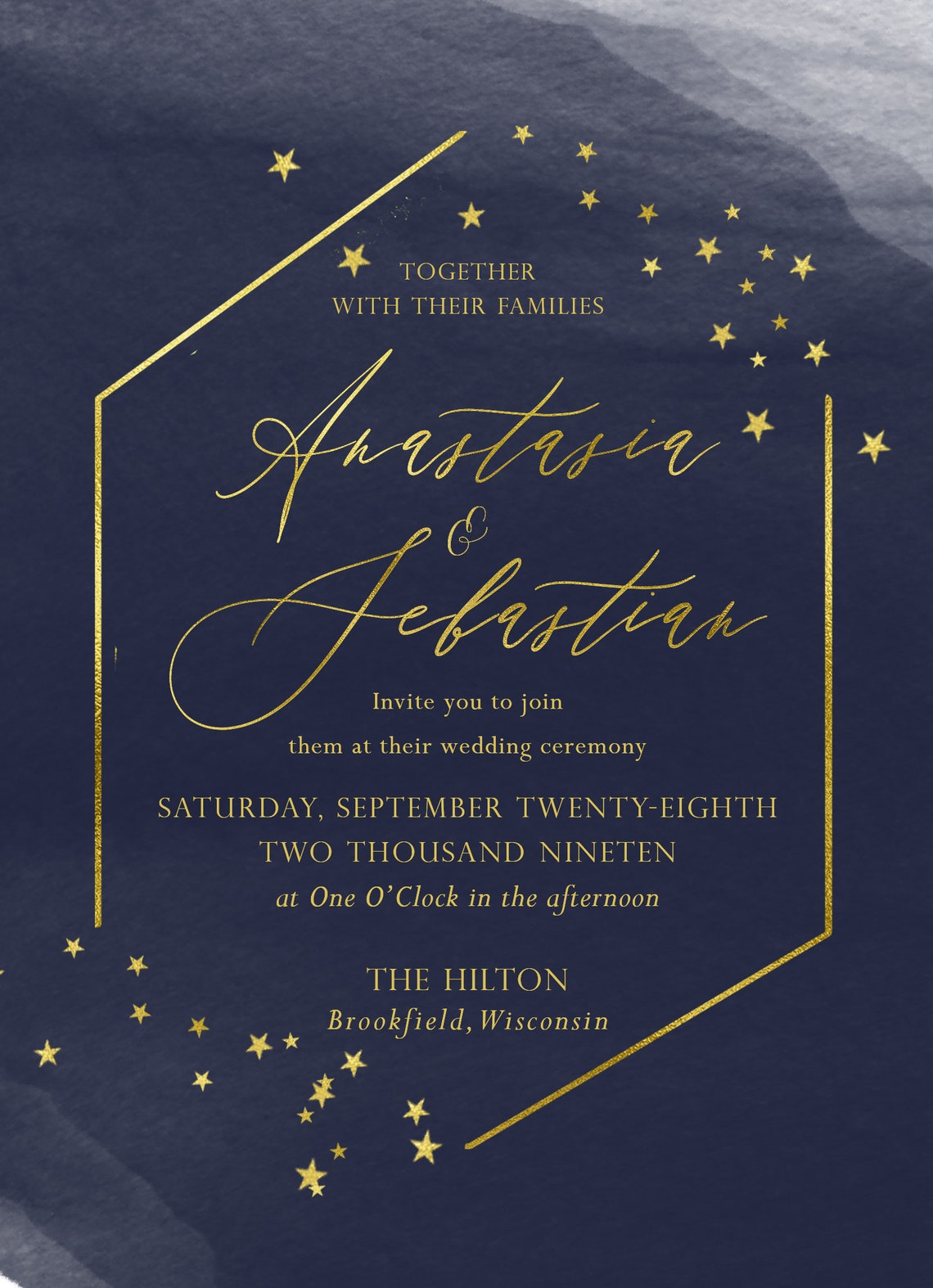 Celestial Wedding Invitation Suite Geometric Gold Frame - Etsy