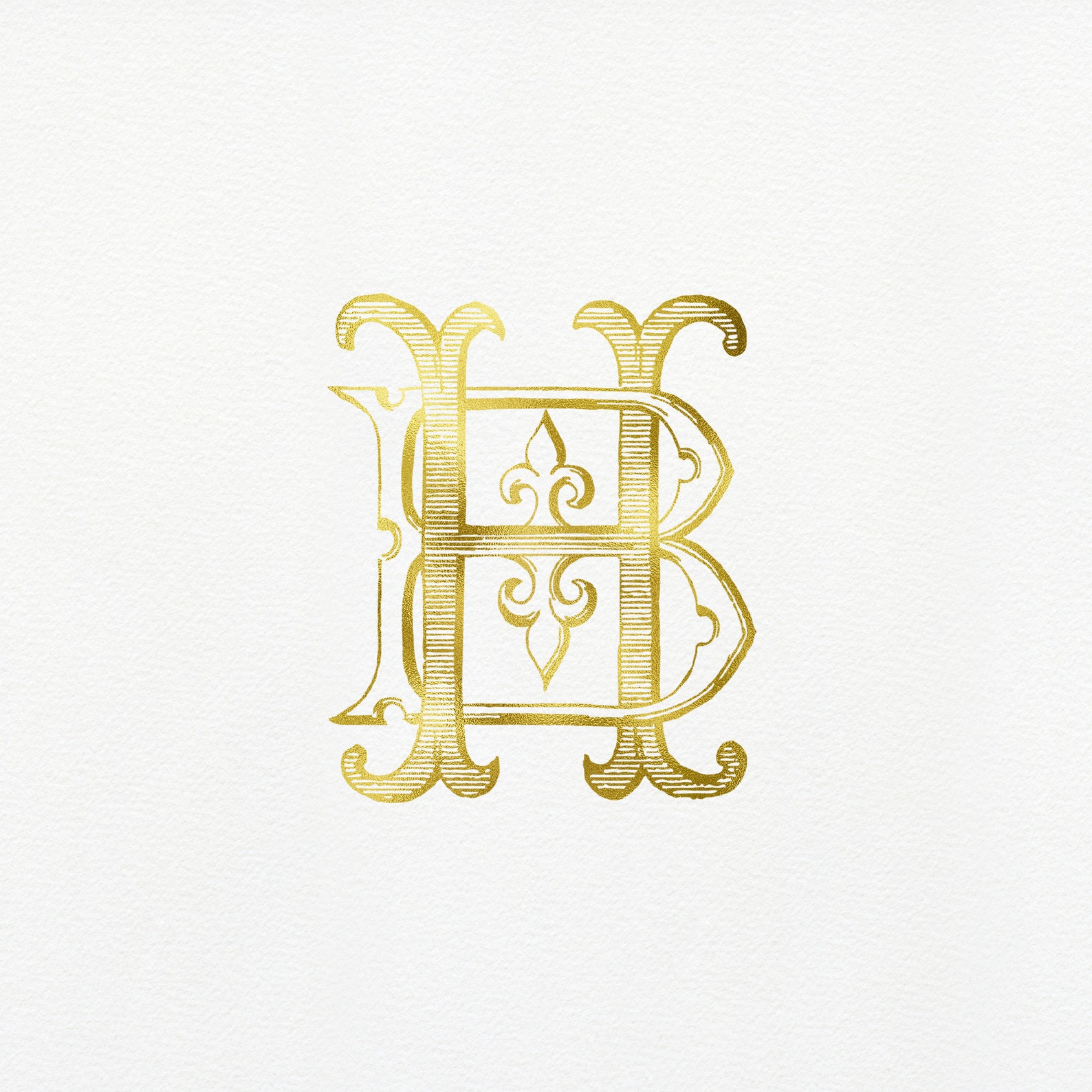 BH Vintage Monogram HB Duogram BH Classic Wedding Monogram - Etsy