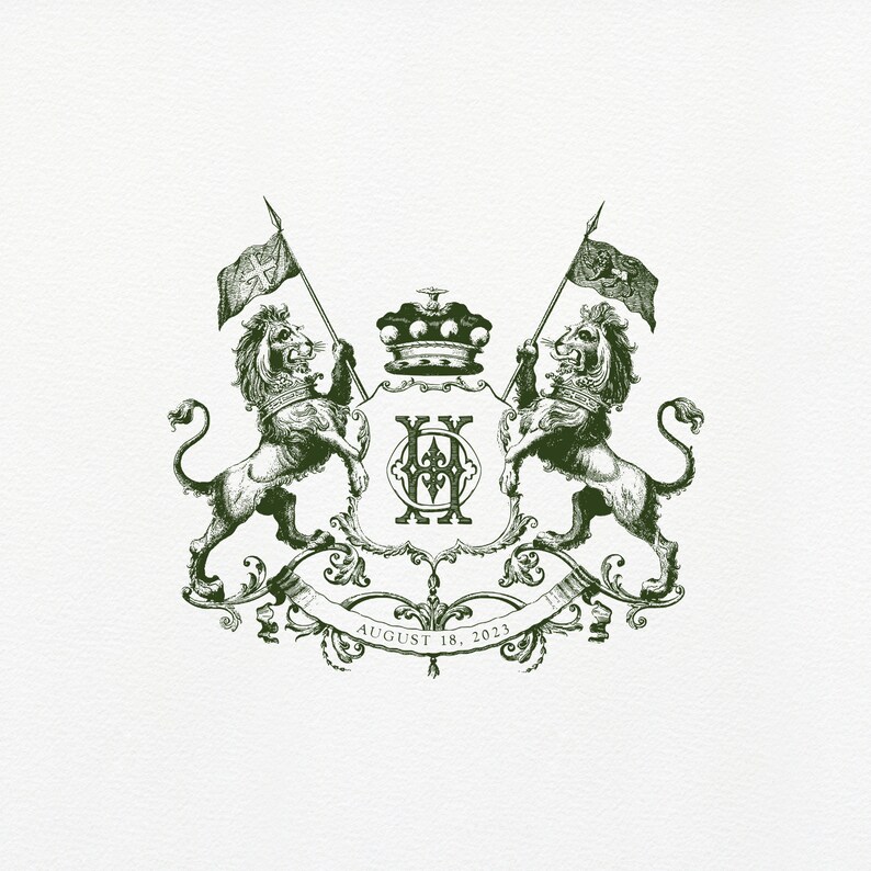 Lion Hearldry Monogram Wedding Crest - Etsy