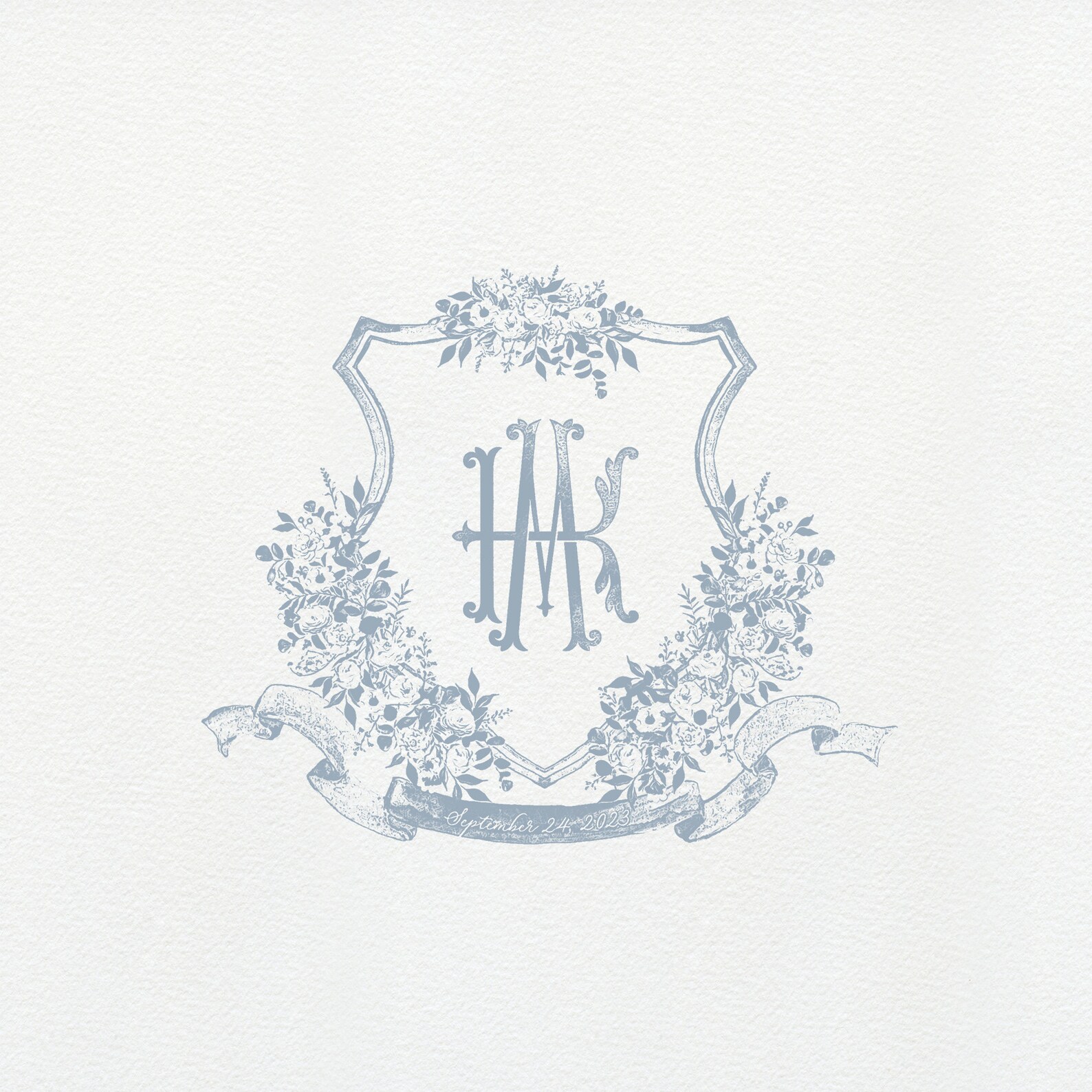 Vintage Floral Drawn Wedding Crest - Etsy