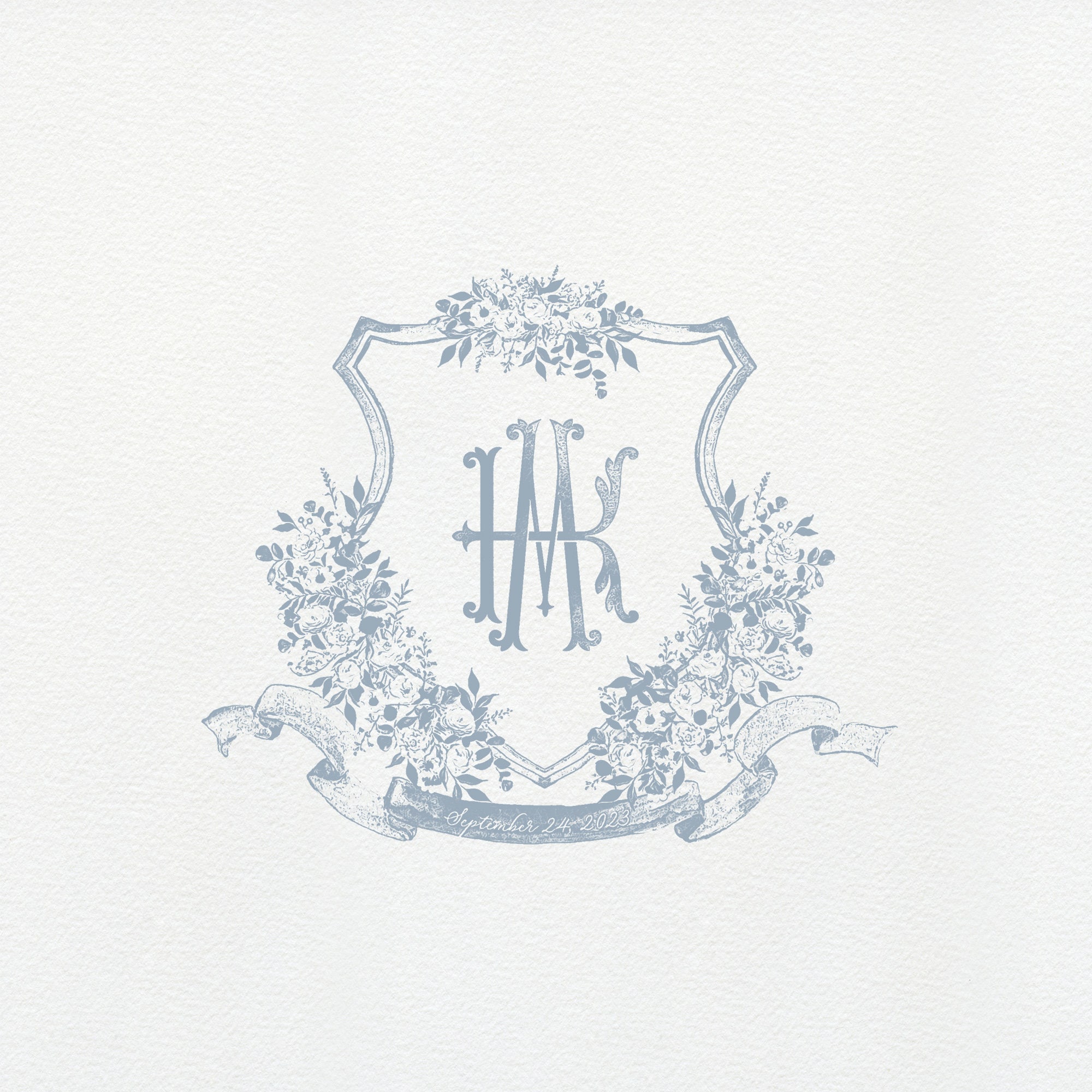 Vintage Floral Drawn Wedding Crest - Etsy