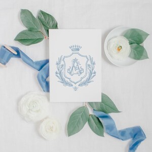 Vintage Crown Floral Monogram Wedding Crest - Etsy