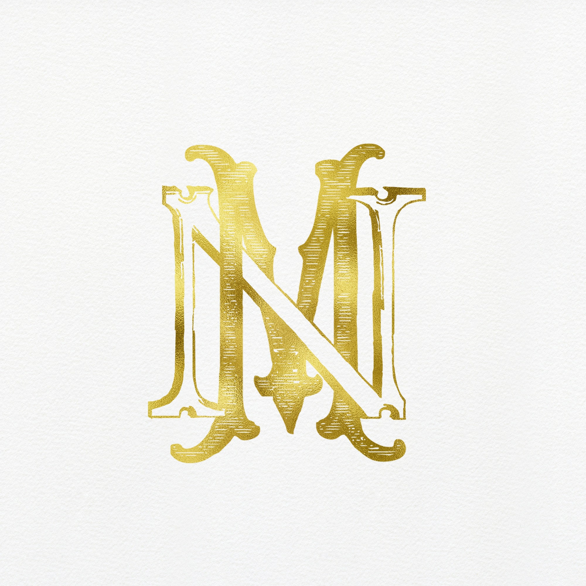 Vintage Interlocking MN/NM Monogram: Classic Wedding Design (digital ...
